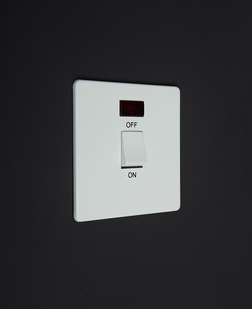 White 20A Double Pole Switch with Neon Power Indicator