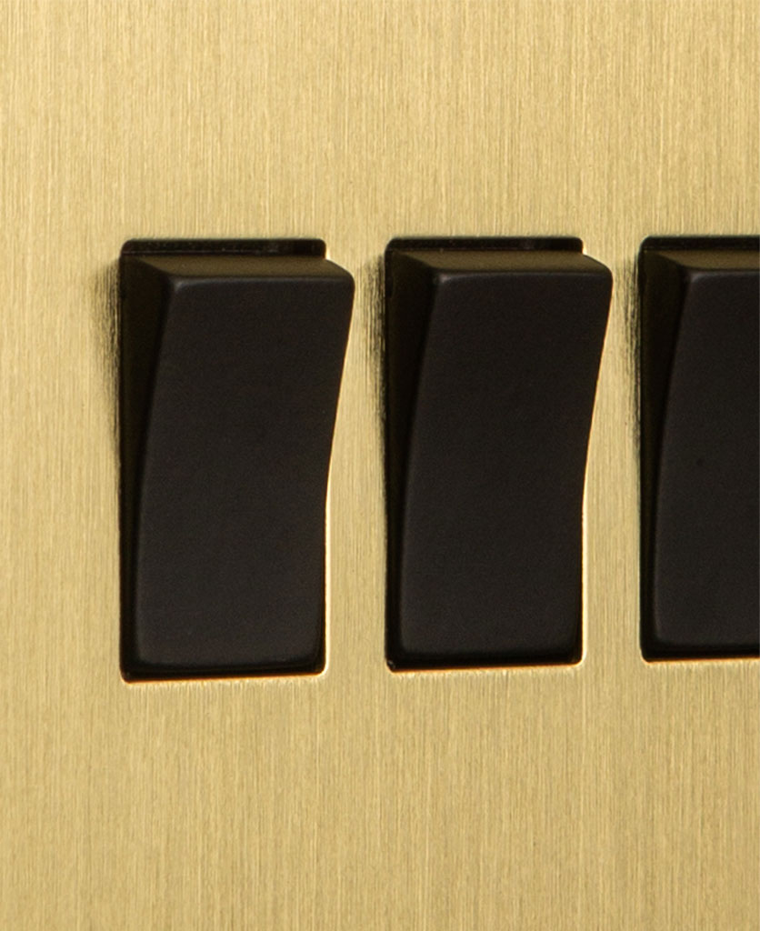 4 Gang Switch Gold - With Choice of 4 Rocker Colours