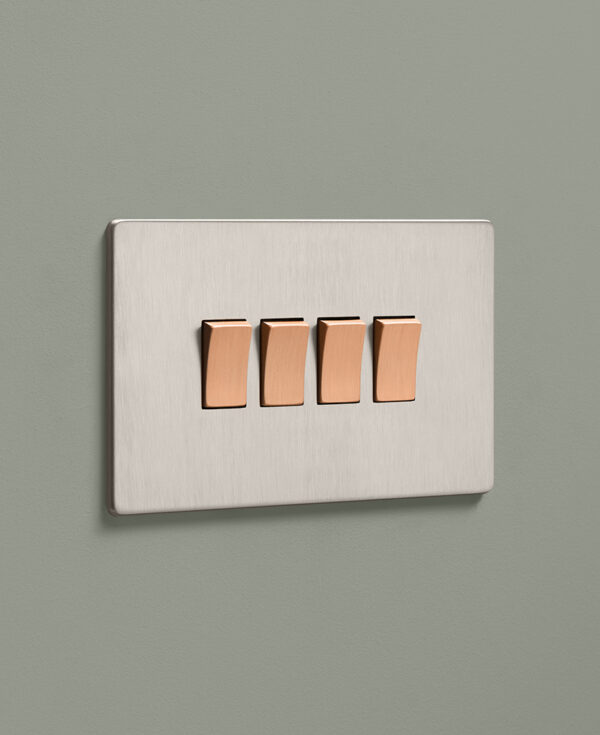 4G Switcher - Silver Quadruple Rocker Light Switch