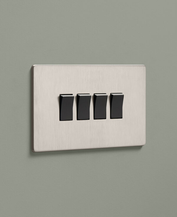 4G Switcher - Silver Quadruple Rocker Light Switch