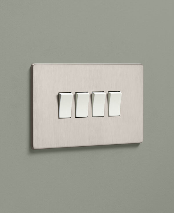 4G Switcher - Silver Quadruple Rocker Light Switch
