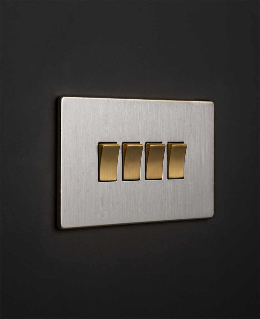 4G Switcher - Silver Quadruple Rocker Light Switch