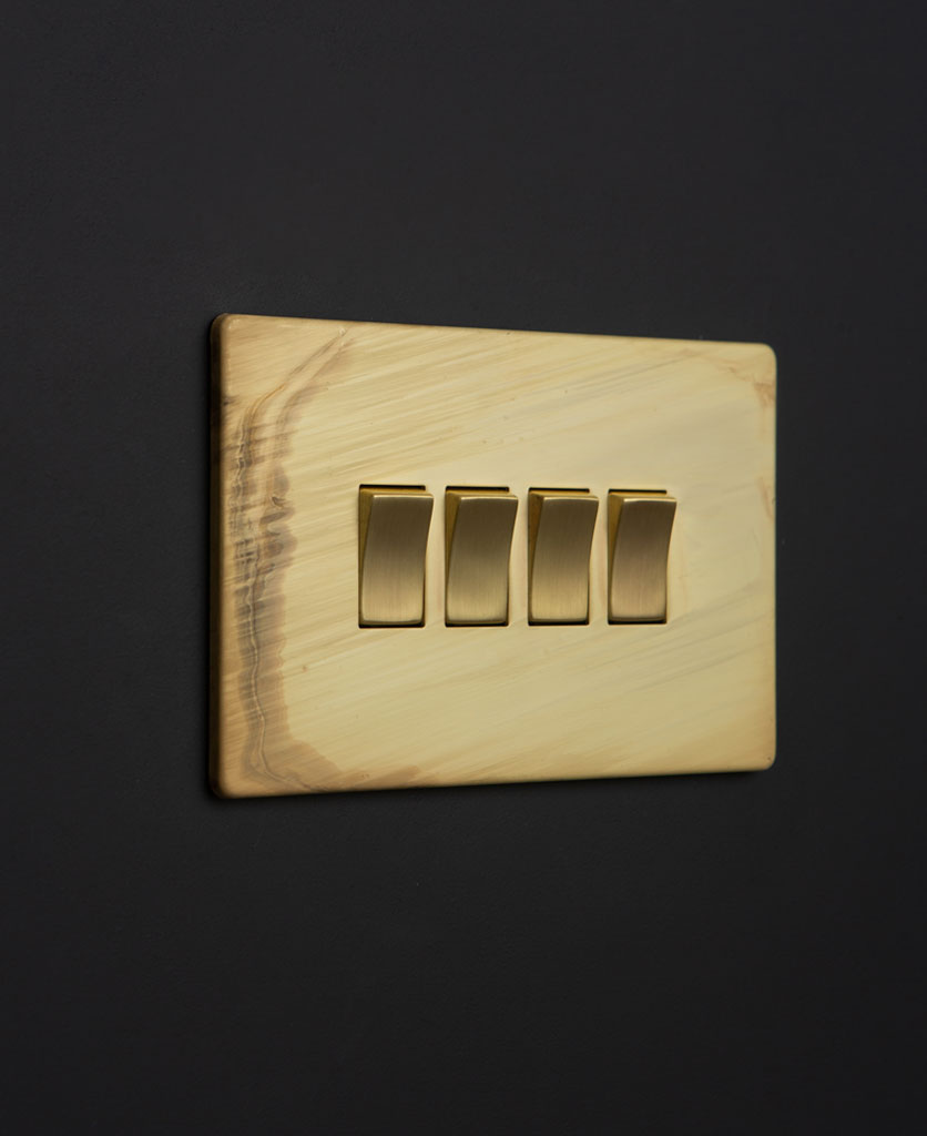 On Off Rocker Switch - Smoked Gold Quadruple Rocker Switch