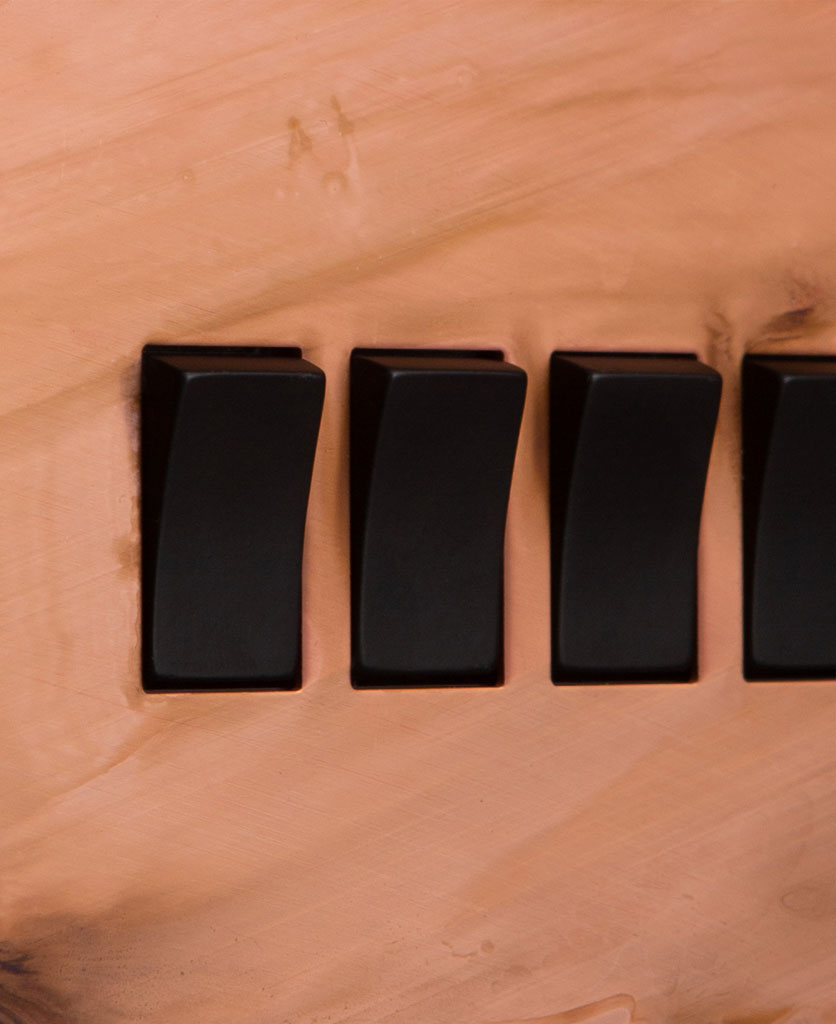 Copper Light Switches - Quadruple Tarnished Rocker Switch