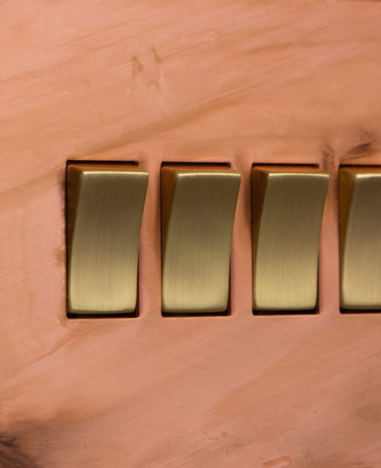 Copper Light Switches - Quadruple Tarnished Rocker Switch