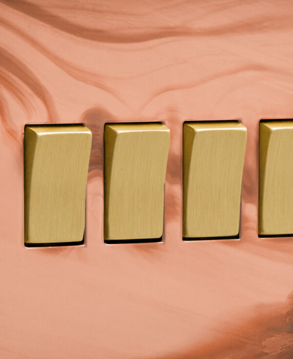 Copper Light Switches - Quadruple Tarnished Rocker Switch