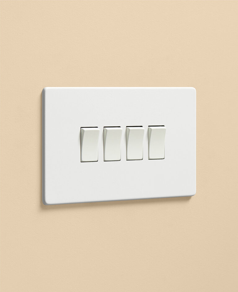 White Quadruple Rocker Switch | Matt White 4 Gang Light Switch