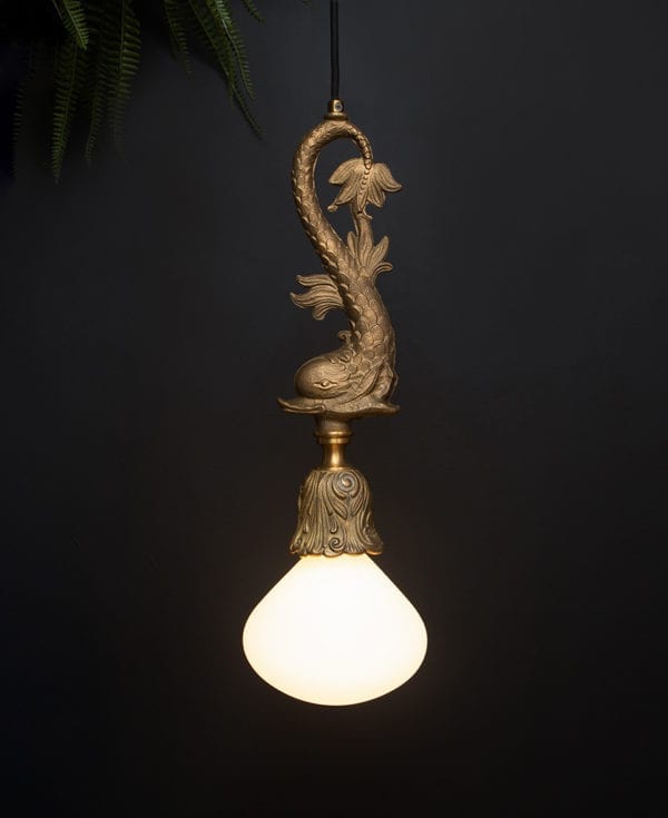 Solid Brass Pendant Light With Fish Detail | Order Today