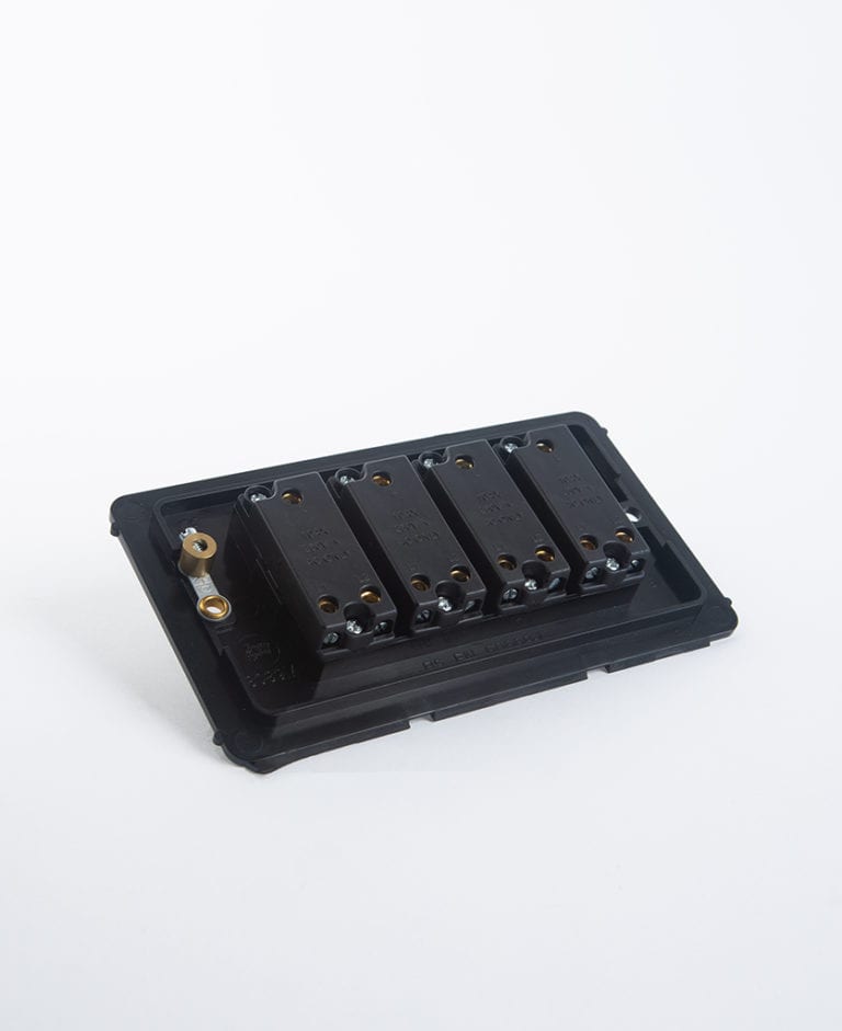 4 Gang Light Switch - Black Quadruple Toggle Switch