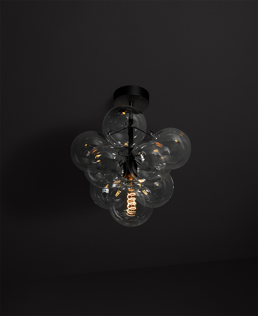 Clear Low-Rise Ceiling Bubble Chandelier | Dowsing & Reynolds