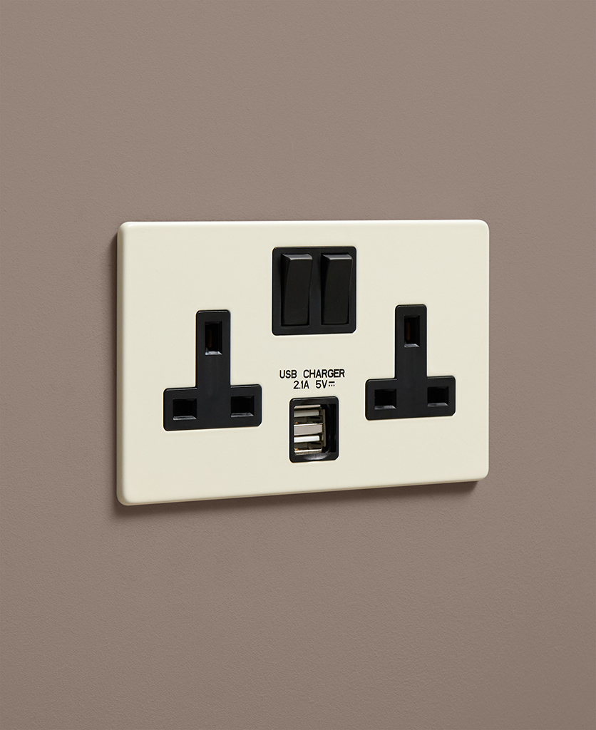 Cream Double USB Socket | Dowsing & Reynolds