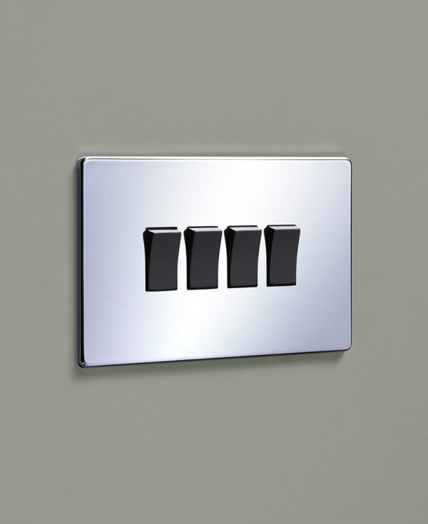 Chrome Quadruple Rocker Switch | Dowsing & Reynolds