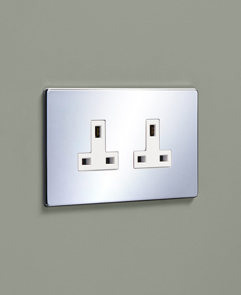 Chrome Double Unswitched Socket | Dowsing & Reynolds