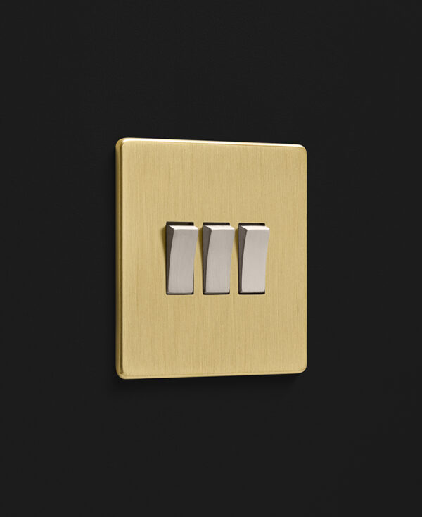 Triple Light Switch Gold | Dowsing & Reynolds