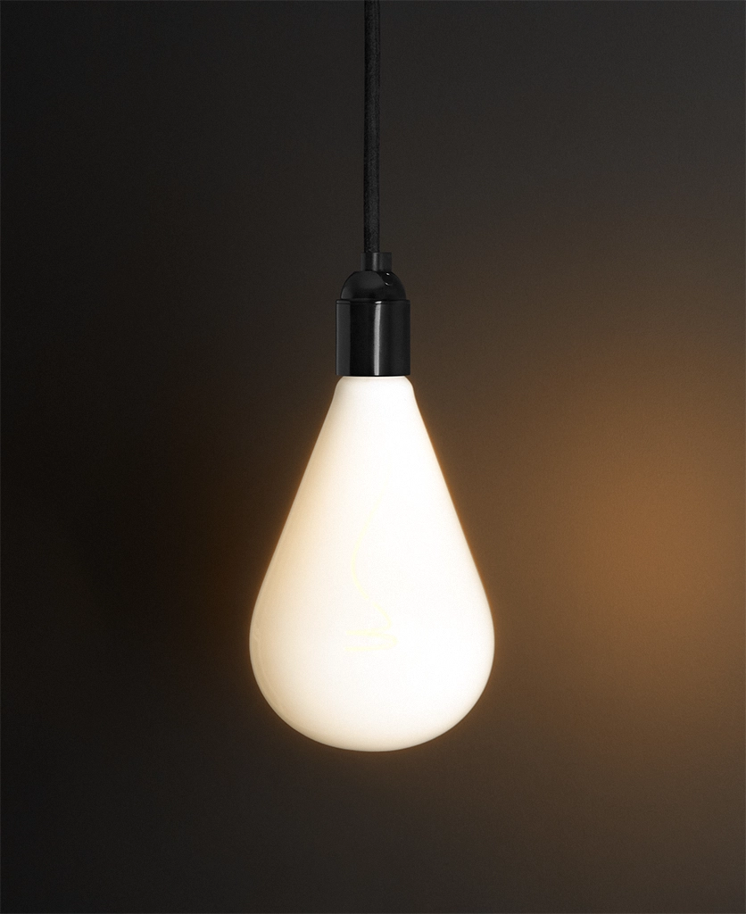 Pear Shaped Milky Light Bulb | Dowsing & Reynolds