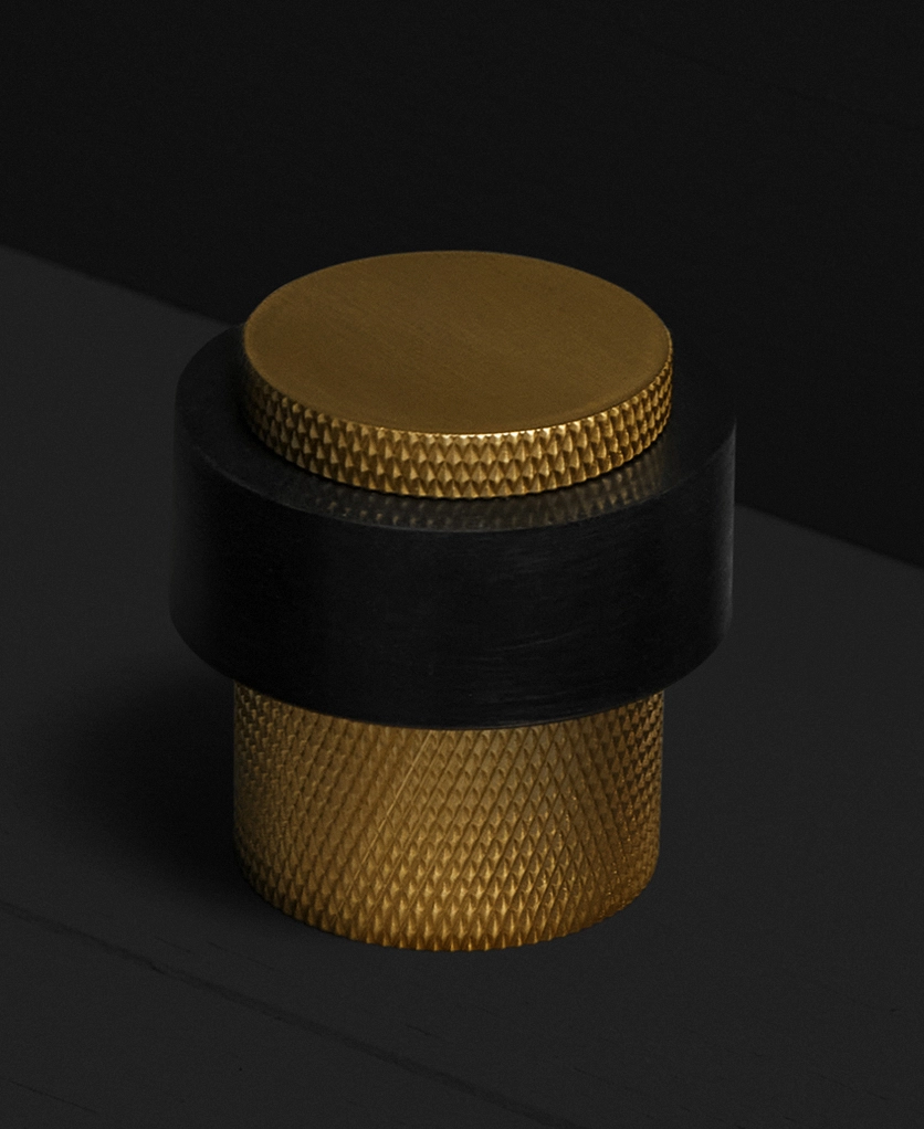 Gold Knurled Floor-Mounted Door Stop | Dowsing & Reynolds