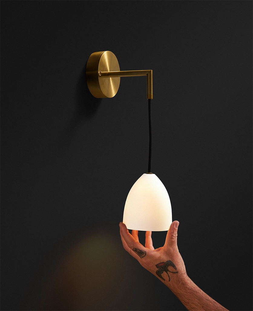 Gold Porcelain Hanging Wall Light | Dowsing & Reynolds