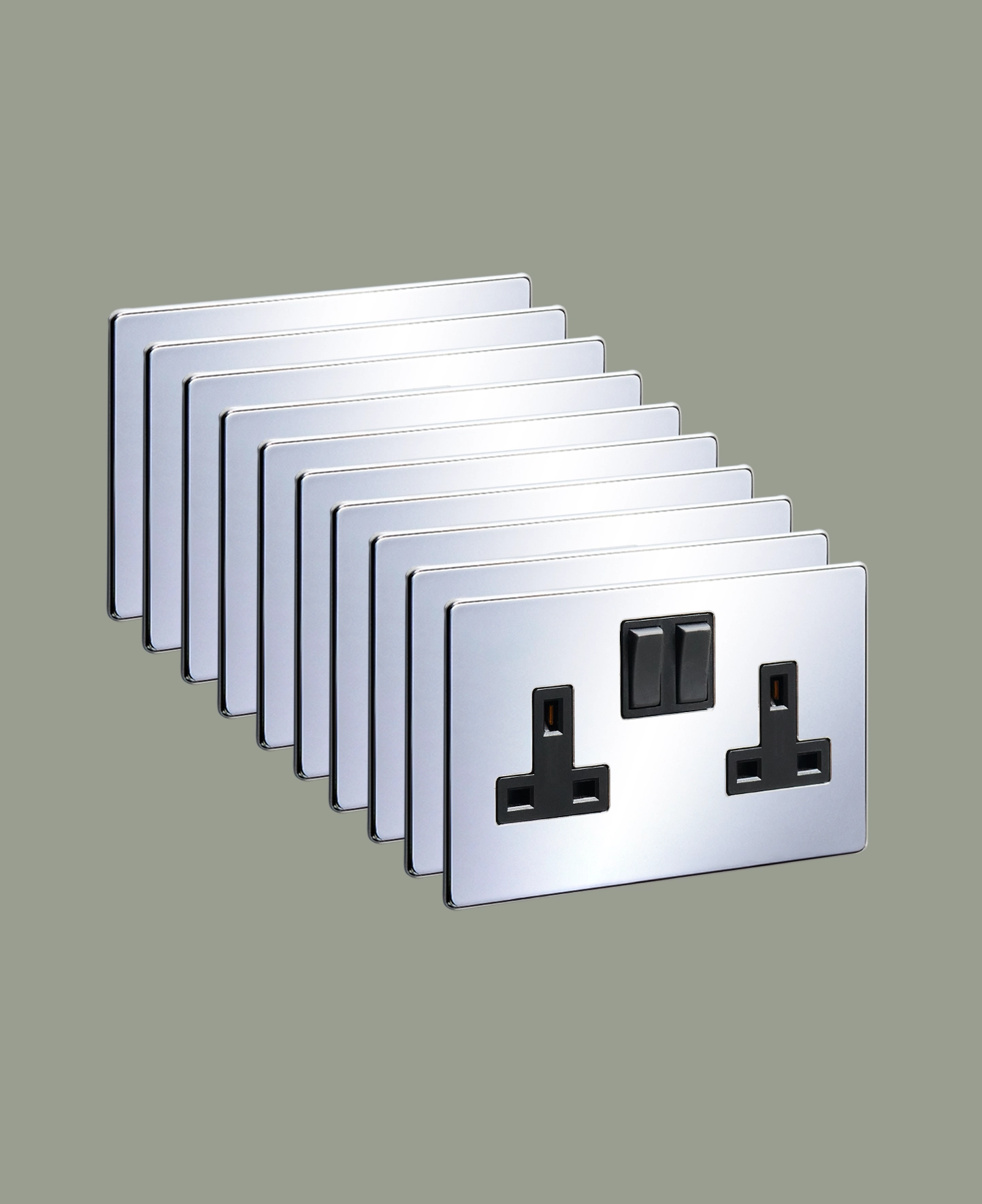 Polished Chrome Double Plug Socket | Dowsing & Reynolds