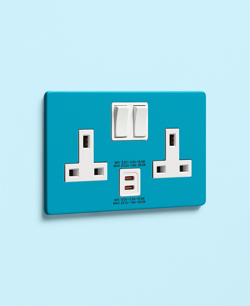 Aqua Double Socket with USB-C+C | Dowsing & Reynolds