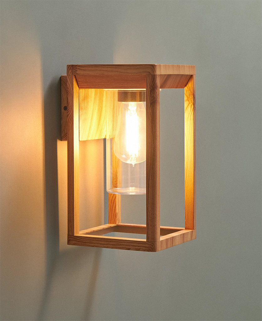 Alda Sola Wooden Outdoor Wall Lantern | Dowsing & Reynolds
